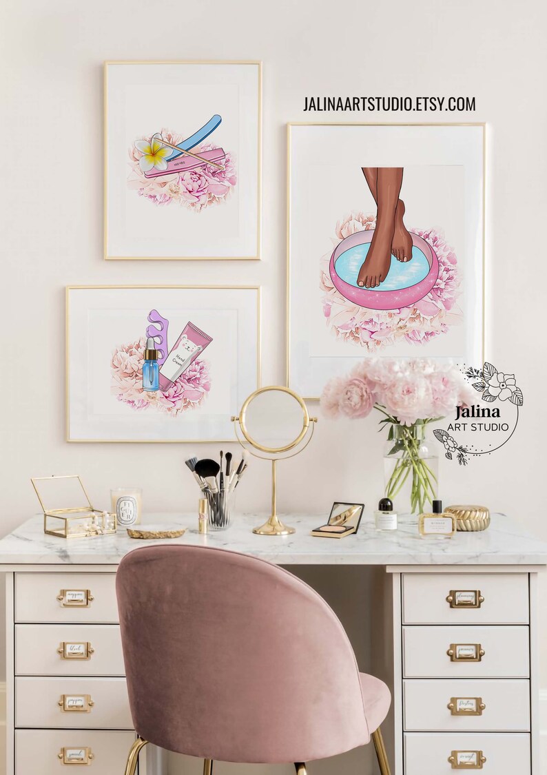 3 Piece Wall Art for Nail Salon Decor Nail Tech Gift Blush - Etsy