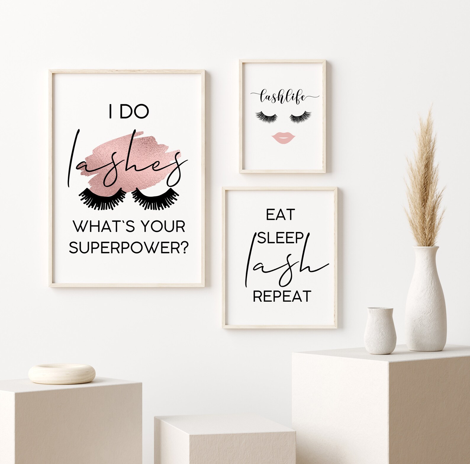 Set of 3 Eyelash Posters Rose Gold Aesthetic Room Decor Teen - Etsy