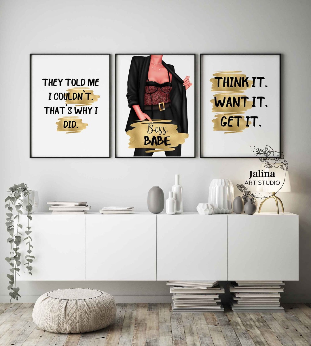 Boss Babe, 3 Piece Wall Decor, Girl Boss Printable, Boss Babe Office ...