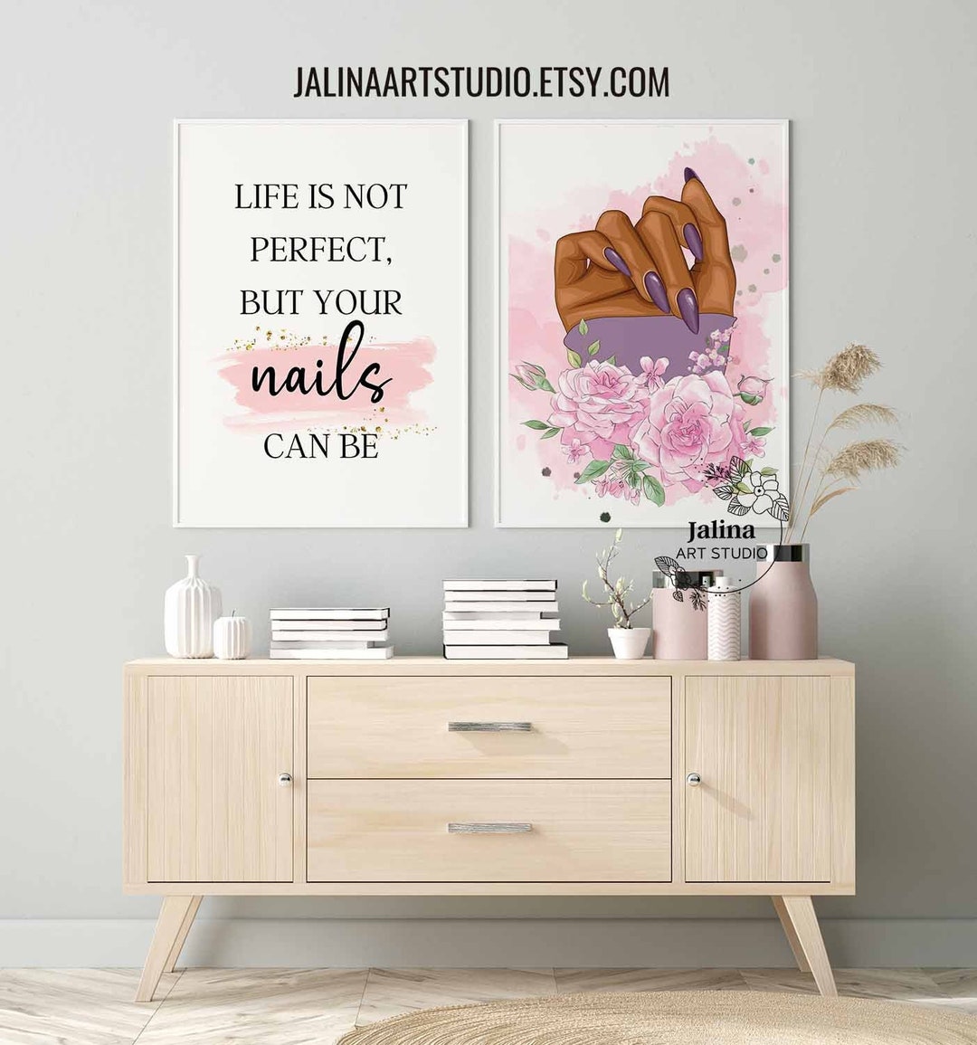Nail Studio Wall Decor, Set of 2 Prints, Nail Salon Decor, Nail Tech ...