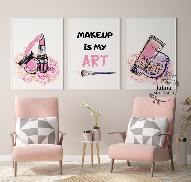 Makeup Wall Art Makeup Prints Beauty Salon Decor Glam Wall - Etsy