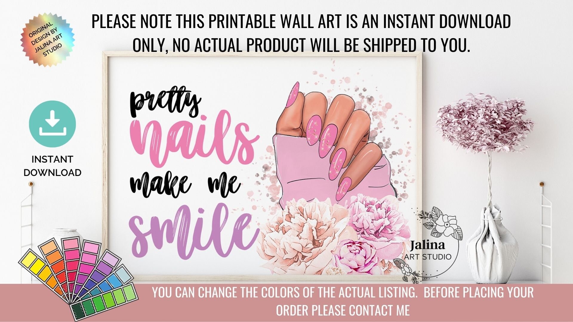 Nail Room Decor Nail Tech Gift Printable Poster With Nail | Etsy