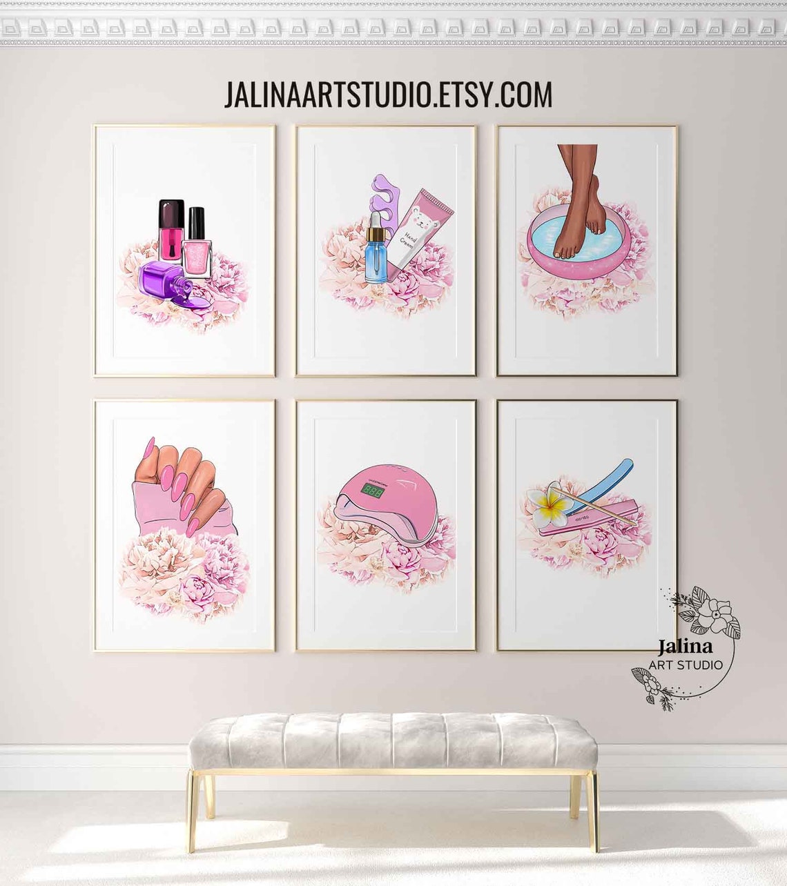 Nail Salon Decor Nail Studio Wall Decor Set of 6 Prints | Etsy