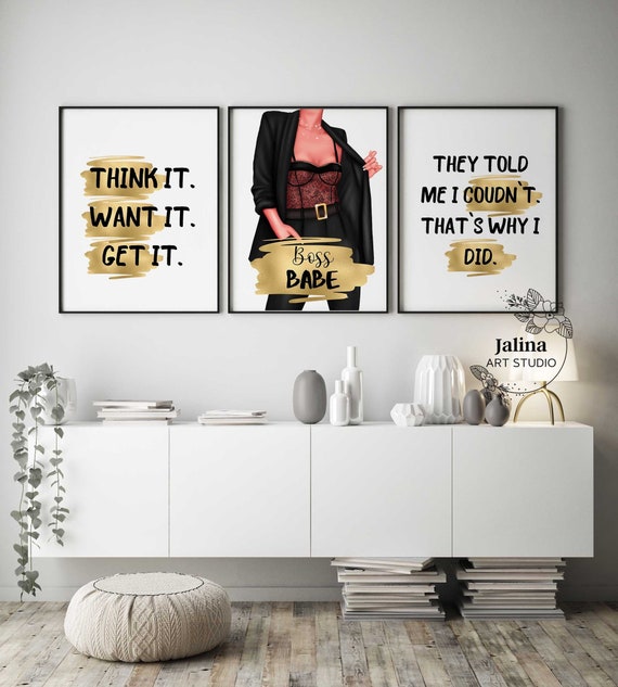 Boss Babe 3 Piece Wall Decor Girl Boss Printable Boss Babe | Etsy