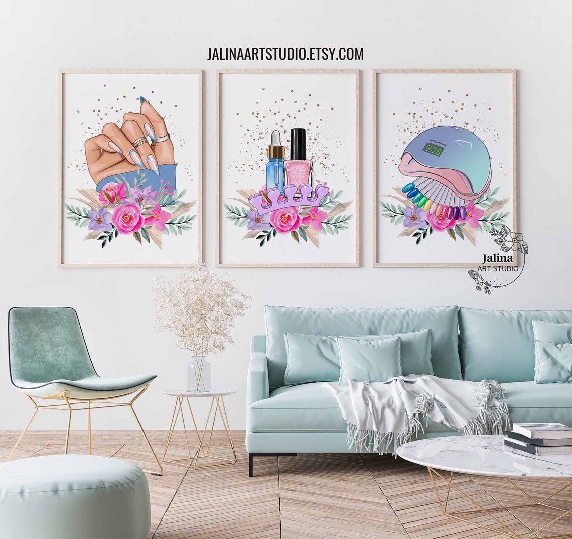 Nail Room Wall Decor Set of 3 Prints Nail Tech Gift Nail - Etsy