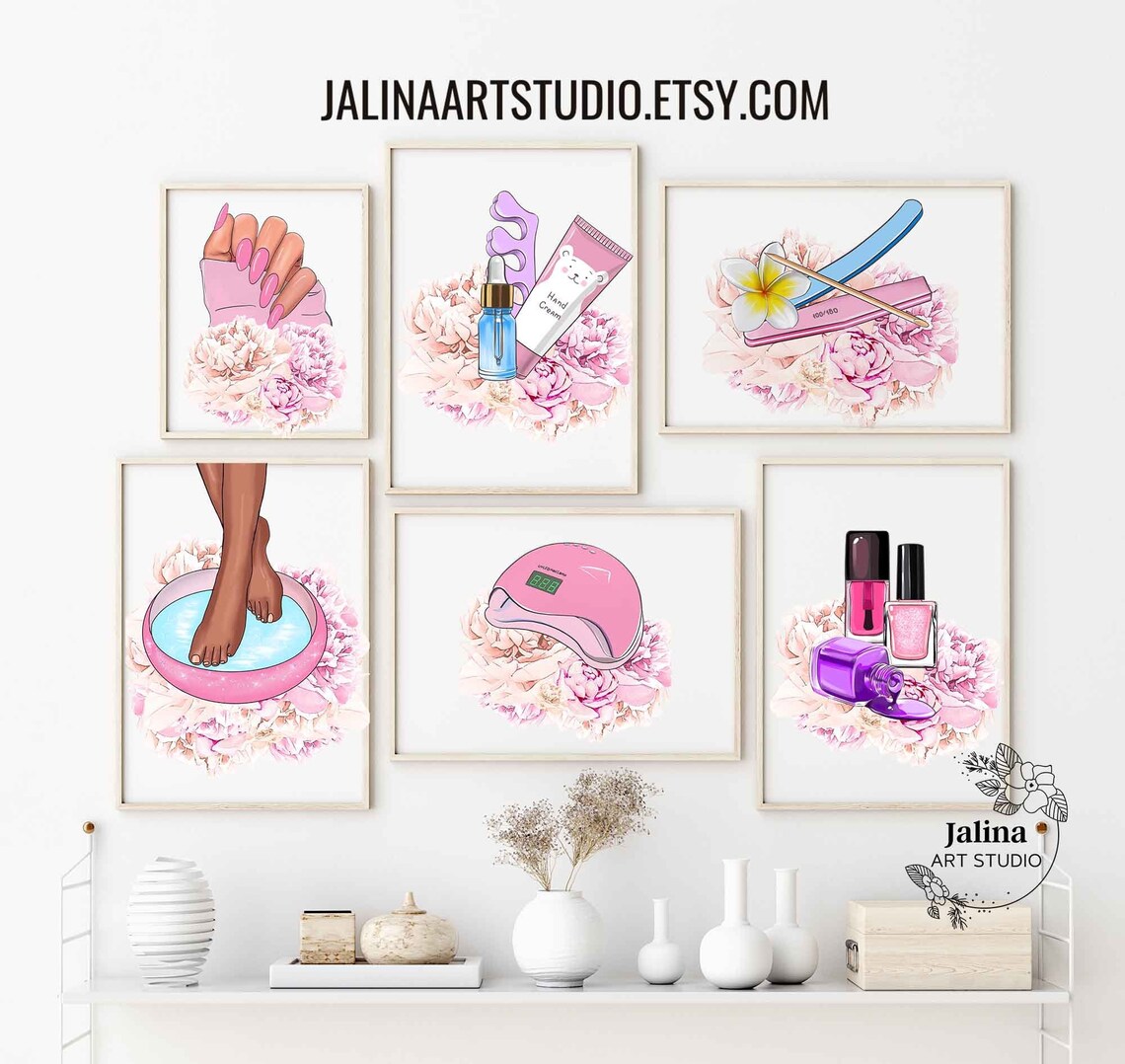 Nail Salon Decor Nail Studio Wall Decor Set of 6 Prints | Etsy