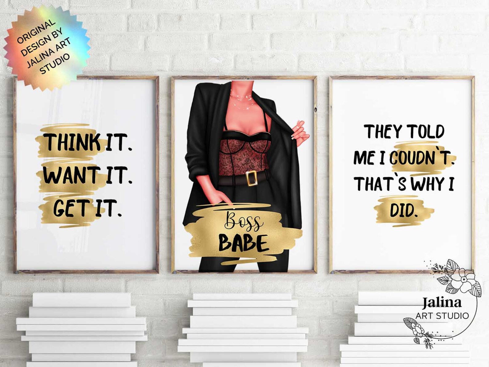 Boss Babe 3 Piece Wall Decor Girl Boss Printable Boss Babe | Etsy