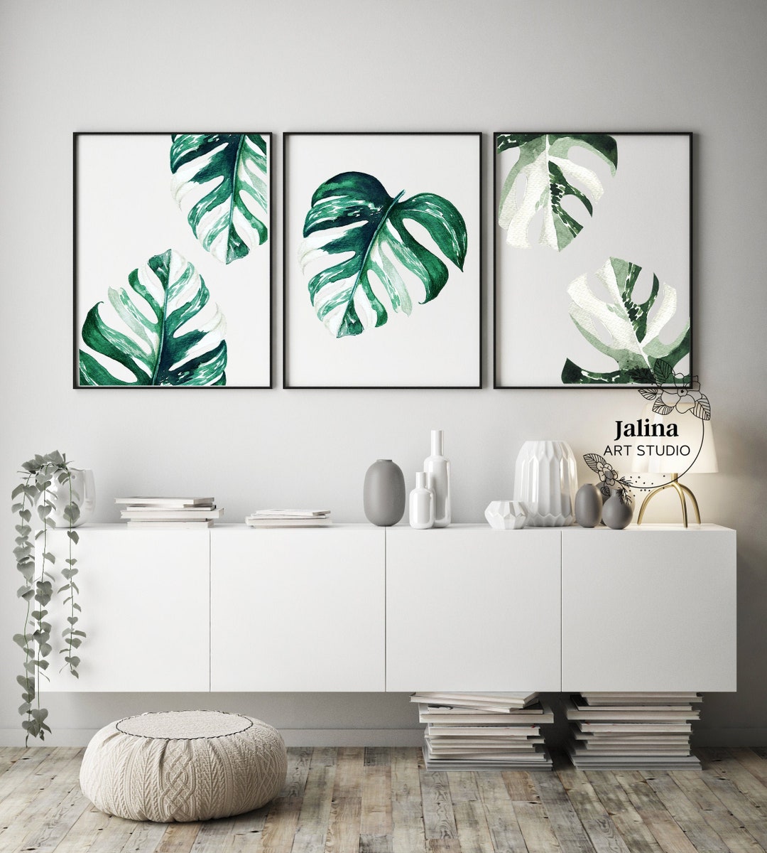 Monstera Deliciosa 3piece Wall Art, Monstera Wall Decor, Monstera Albo ...
