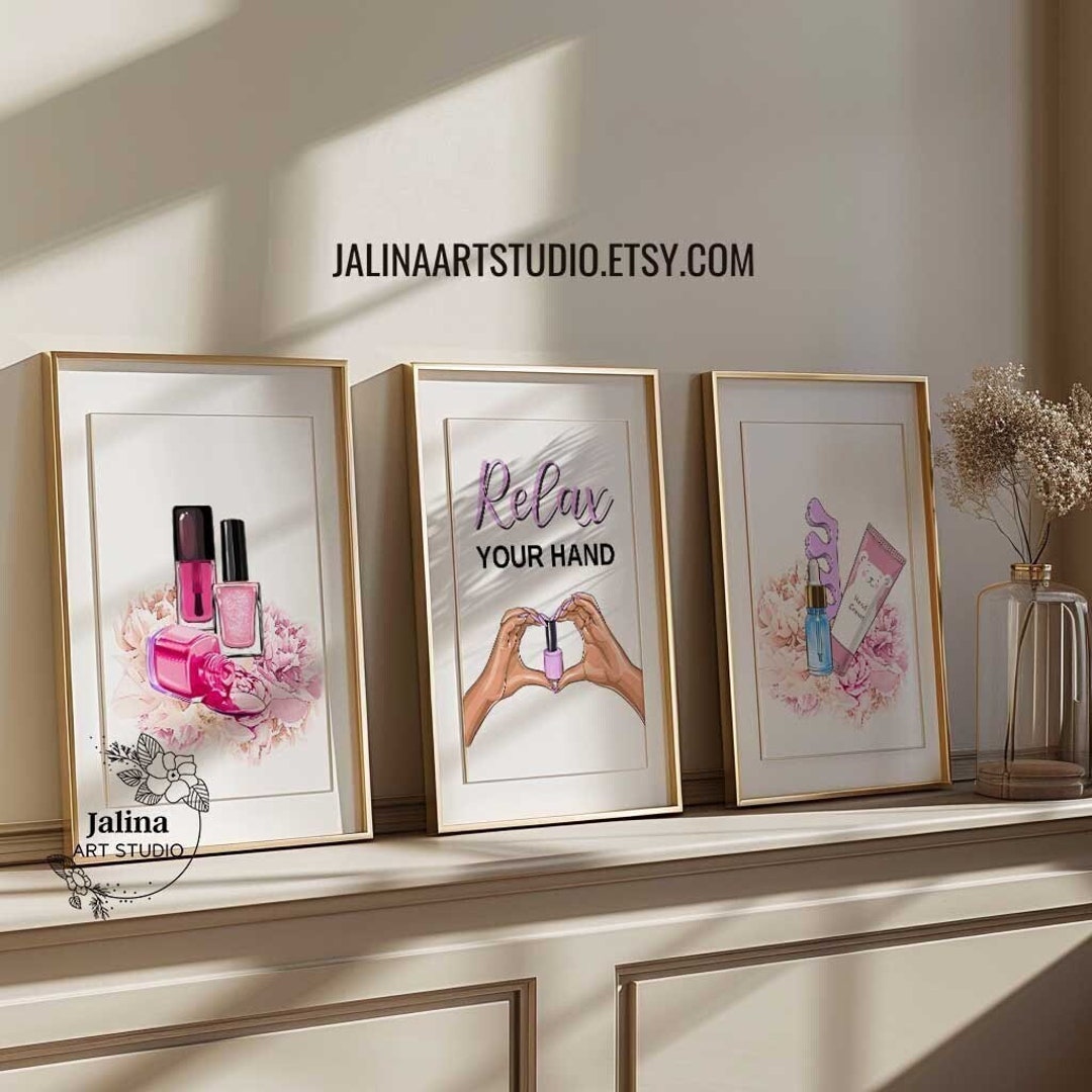 Nail Studio Wall Decor, 3 Piece Wall Art for Nail Room, Nail Tech Gift ...