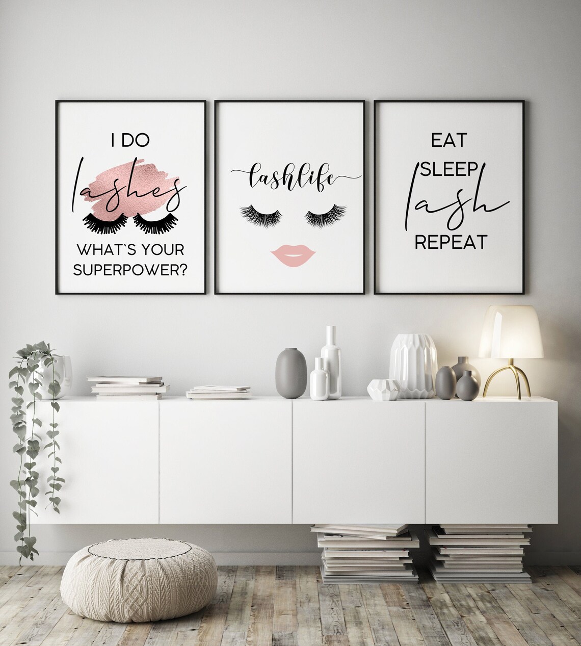 Set of 3 Eyelash Posters Rose Gold Aesthetic Room Decor Teen | Etsy