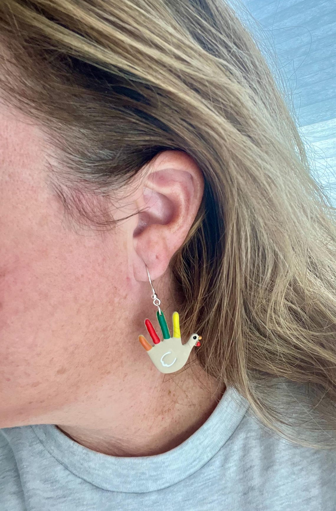 Handprint Turkey Clay Earrings - Etsy