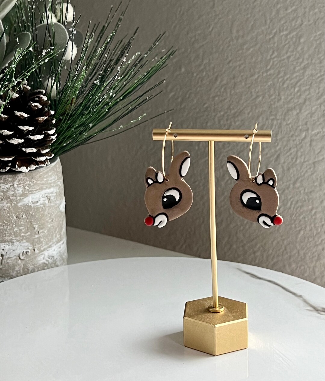 Rudolph Clay Earrings - Etsy