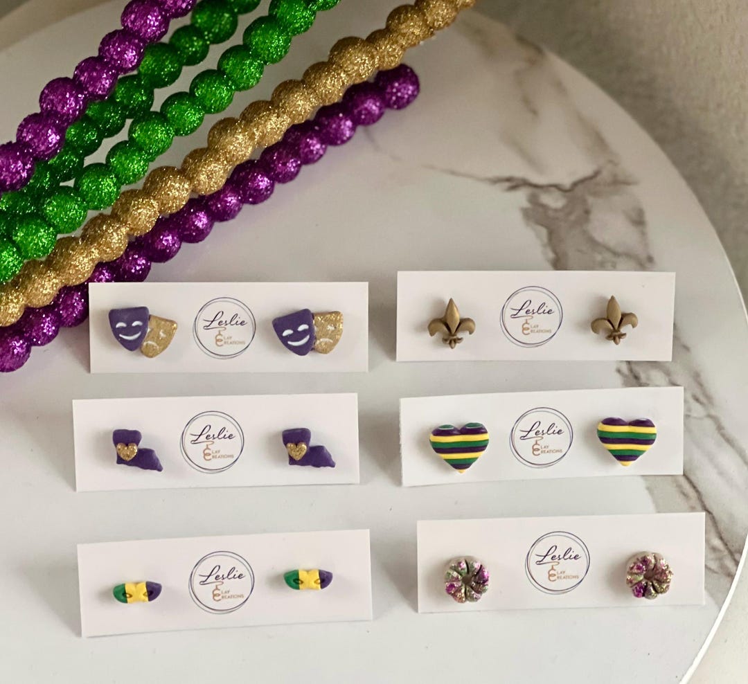 Build Your Own Mardi Gras Stud 2 Pack - Etsy