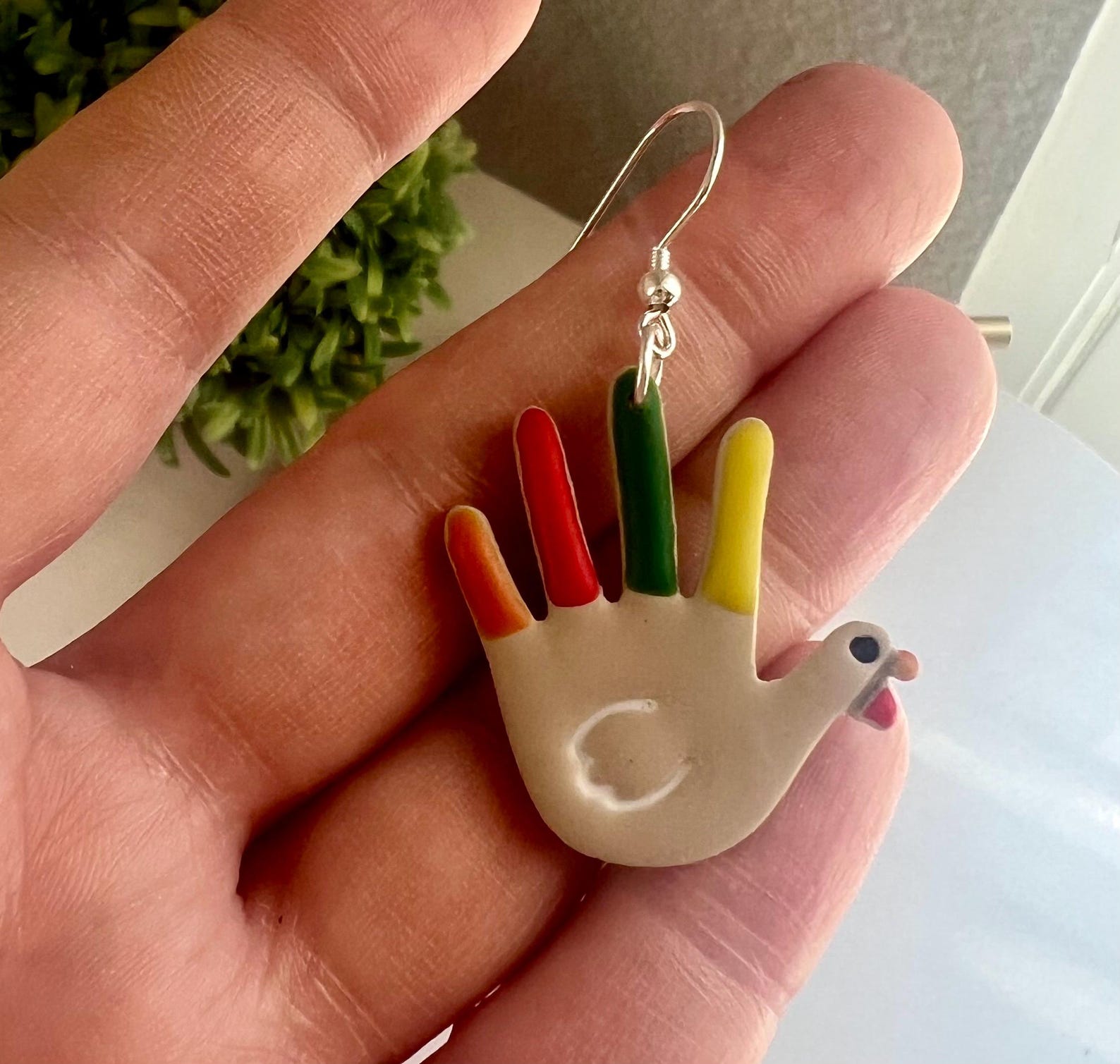 Handprint Turkey Clay Earrings - Etsy