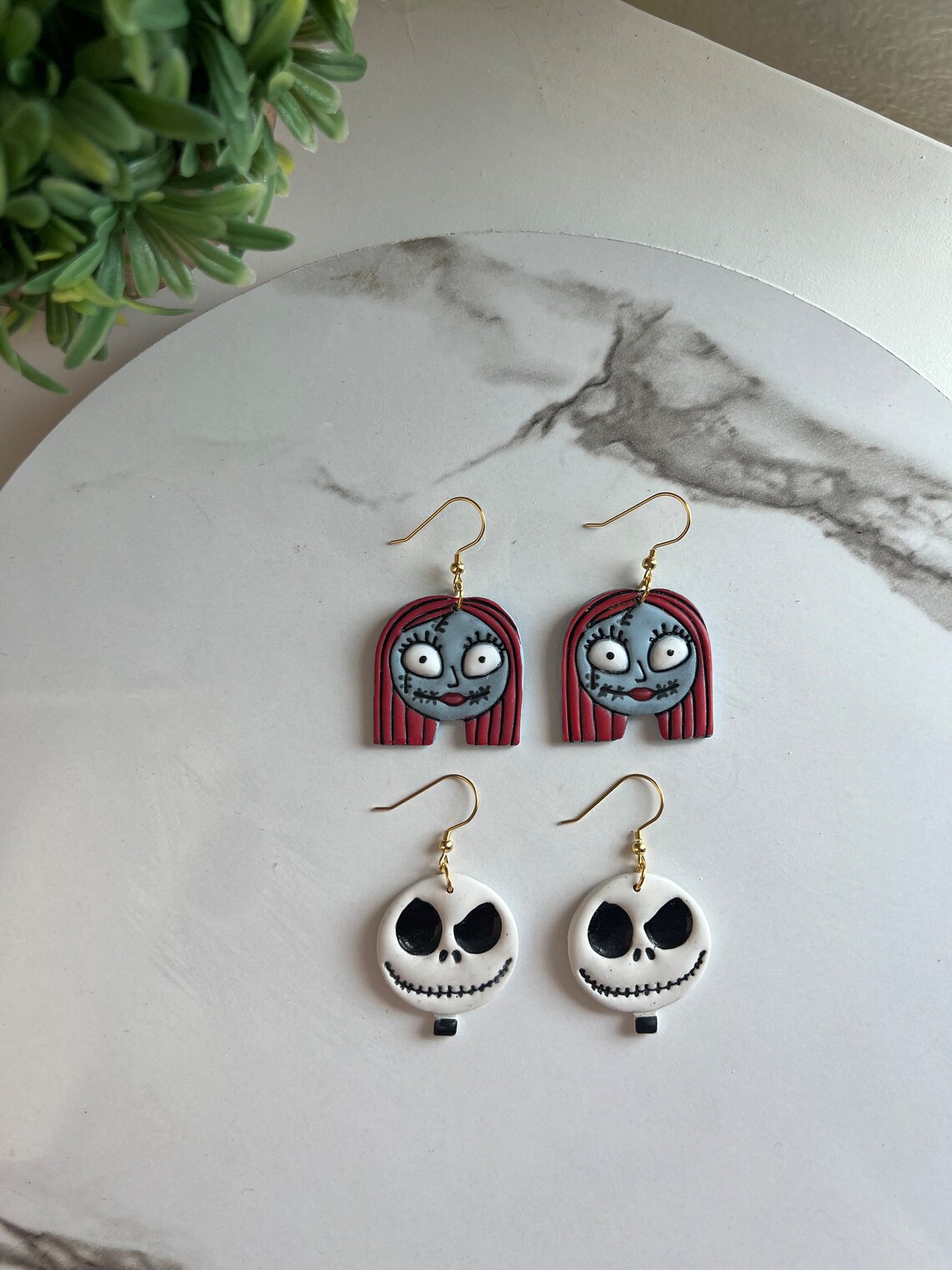 Jack and Sally Clay Earrings - Etsy