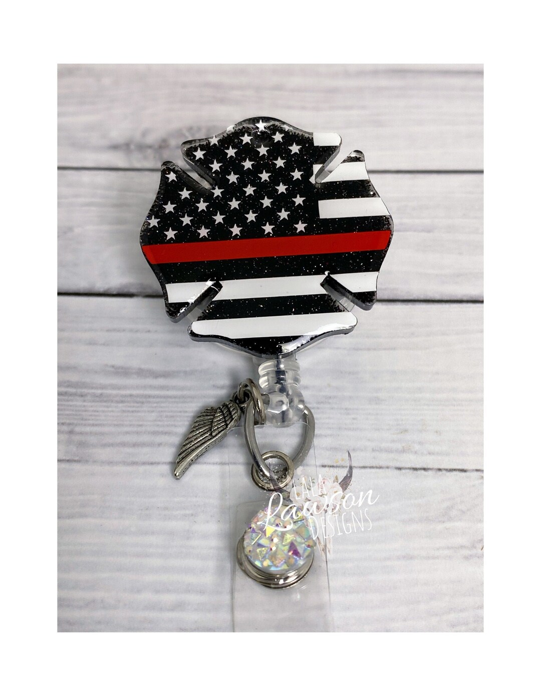 Thin Red Line Badge Reel Medical ID Retractable 360 Swivel - Etsy