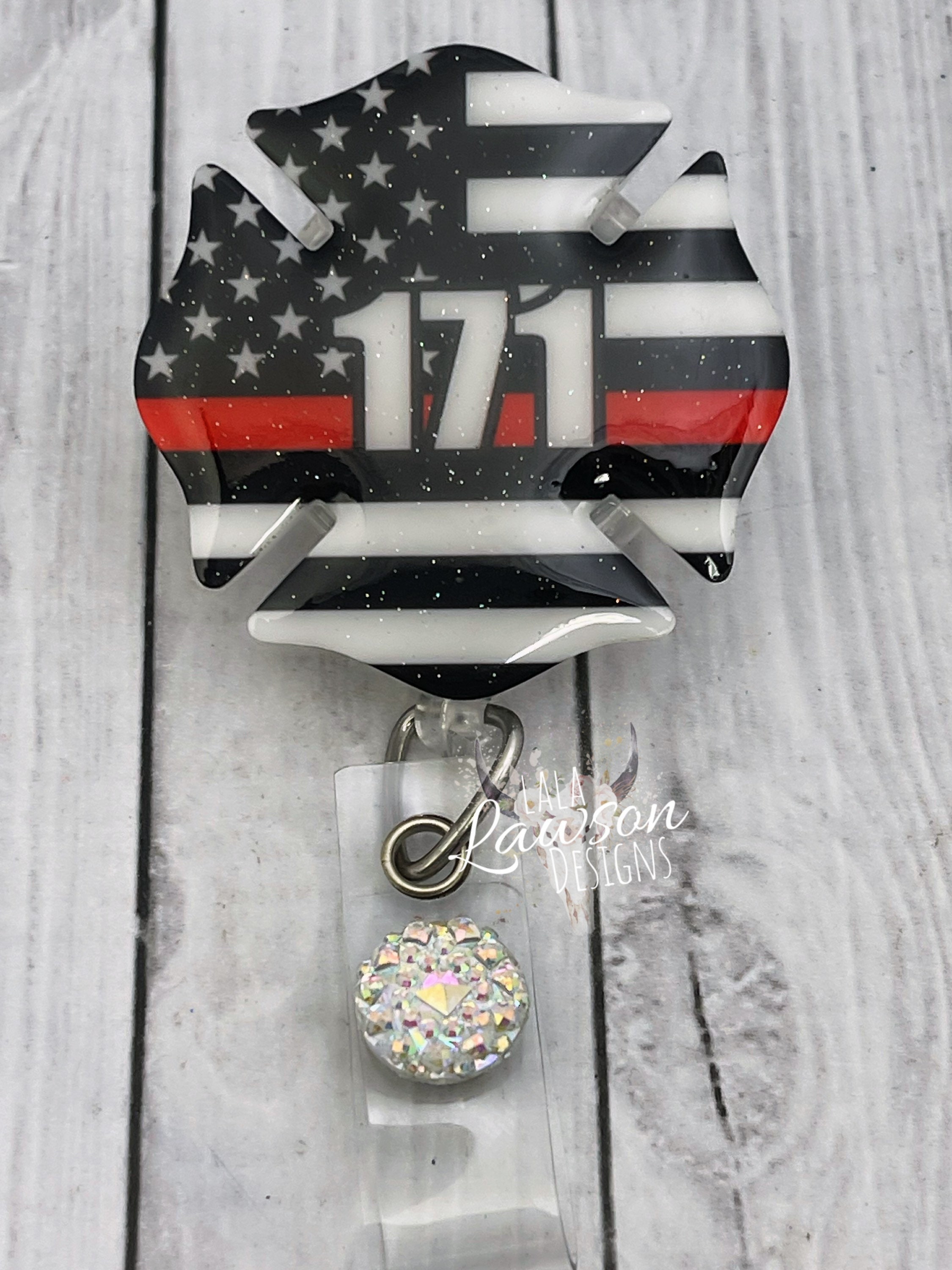 Thin Red Line Badge Reel Medical ID Retractable 360 Swivel - Etsy