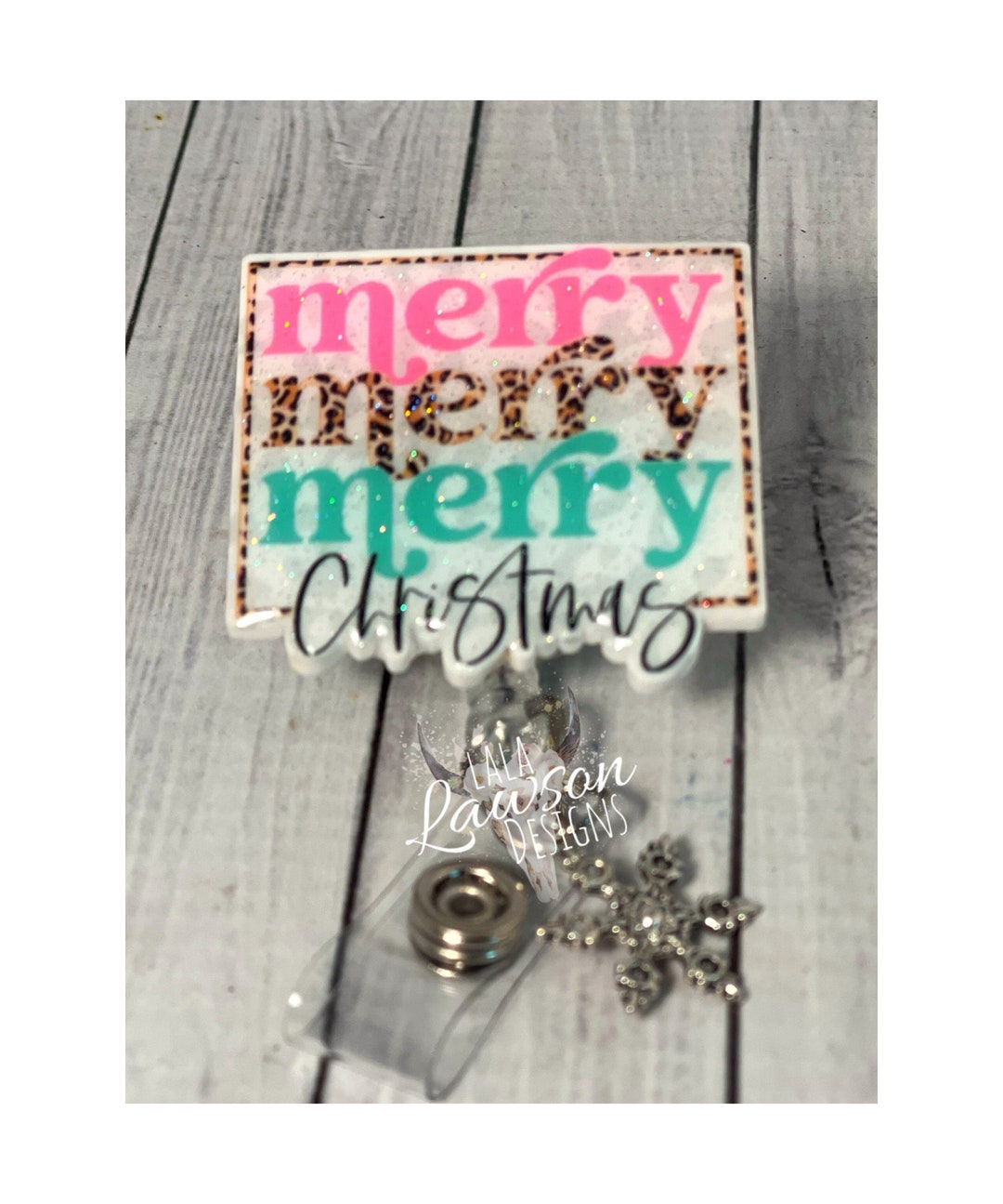 Merry Merry Christmas Badge Reel Medical ID Retractable 360 - Etsy