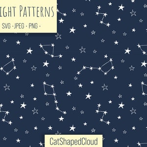 Stars Celestial Seamless Pattern Set, Commercial Use, Hand Drawn ...