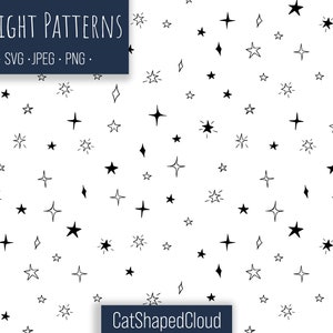 Stars Celestial Seamless Pattern Set, Commercial Use, Hand Drawn ...