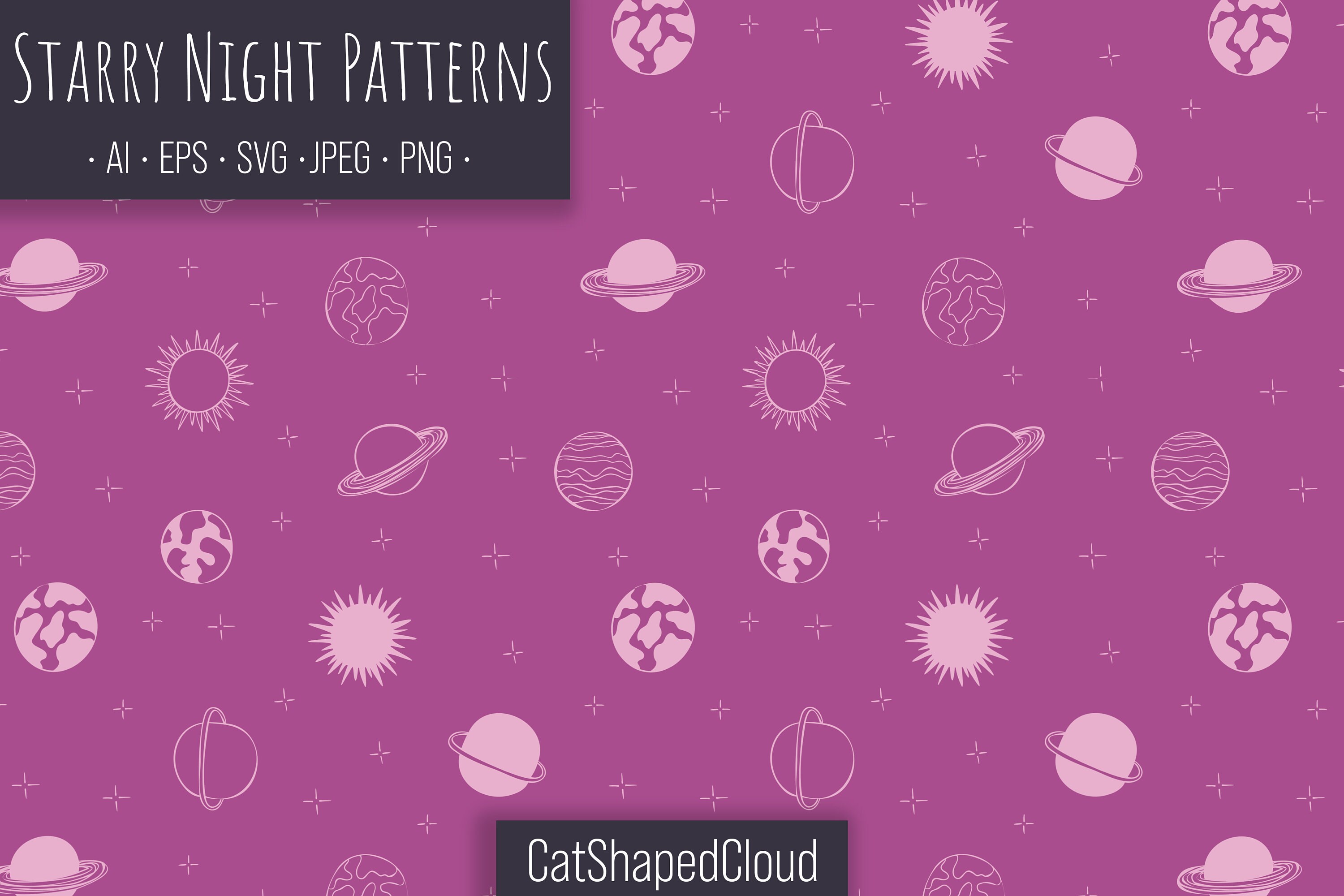 Stars Celestial Seamless Pattern Set in Pink and Blue Space | Etsy
