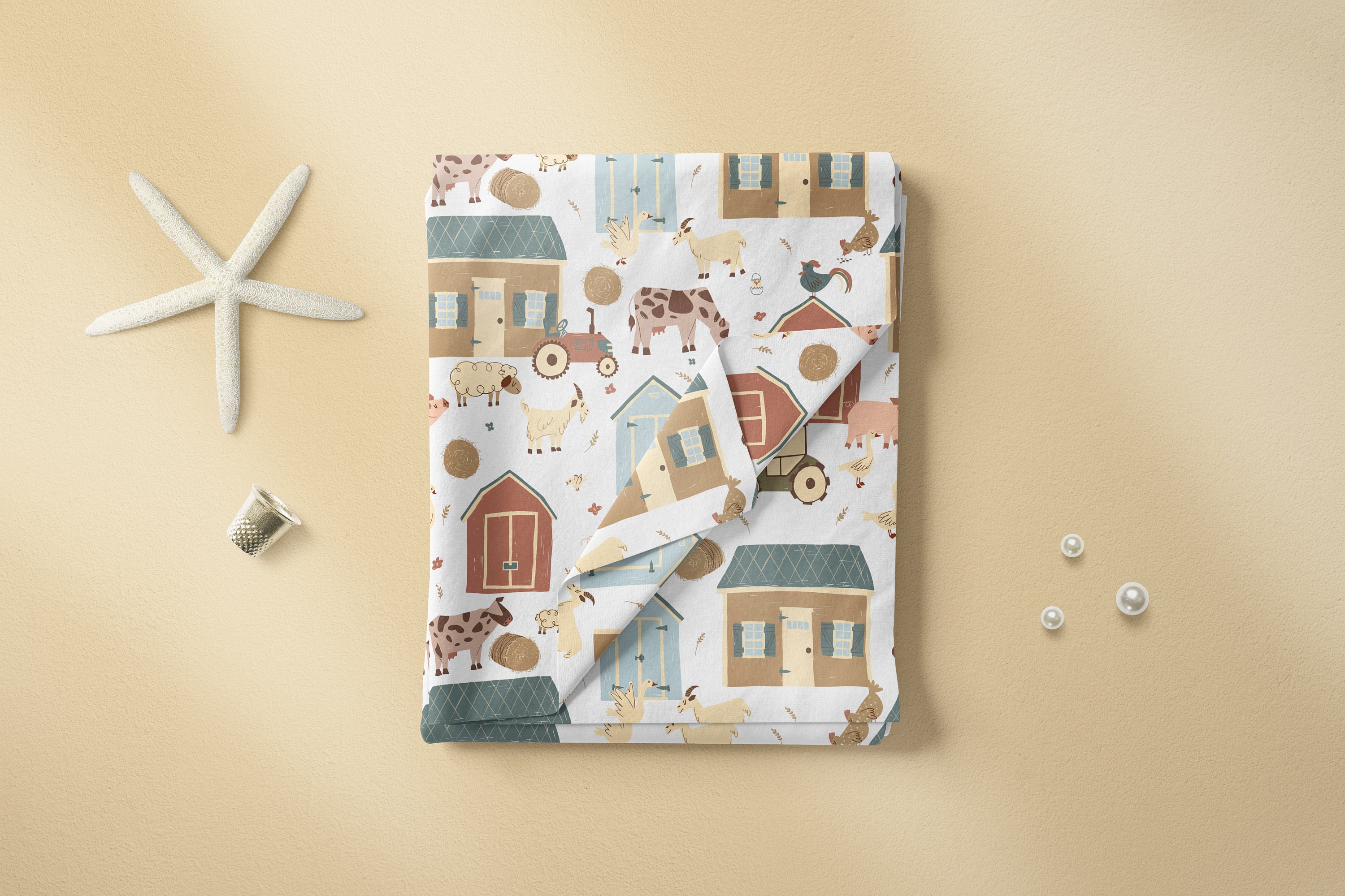 Farm and Barn Animals Set Digital Paper, Cute Children Illustrations ...