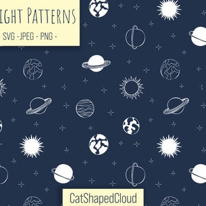Stars Celestial Seamless Pattern Set, Commercial Use, Hand Drawn ...