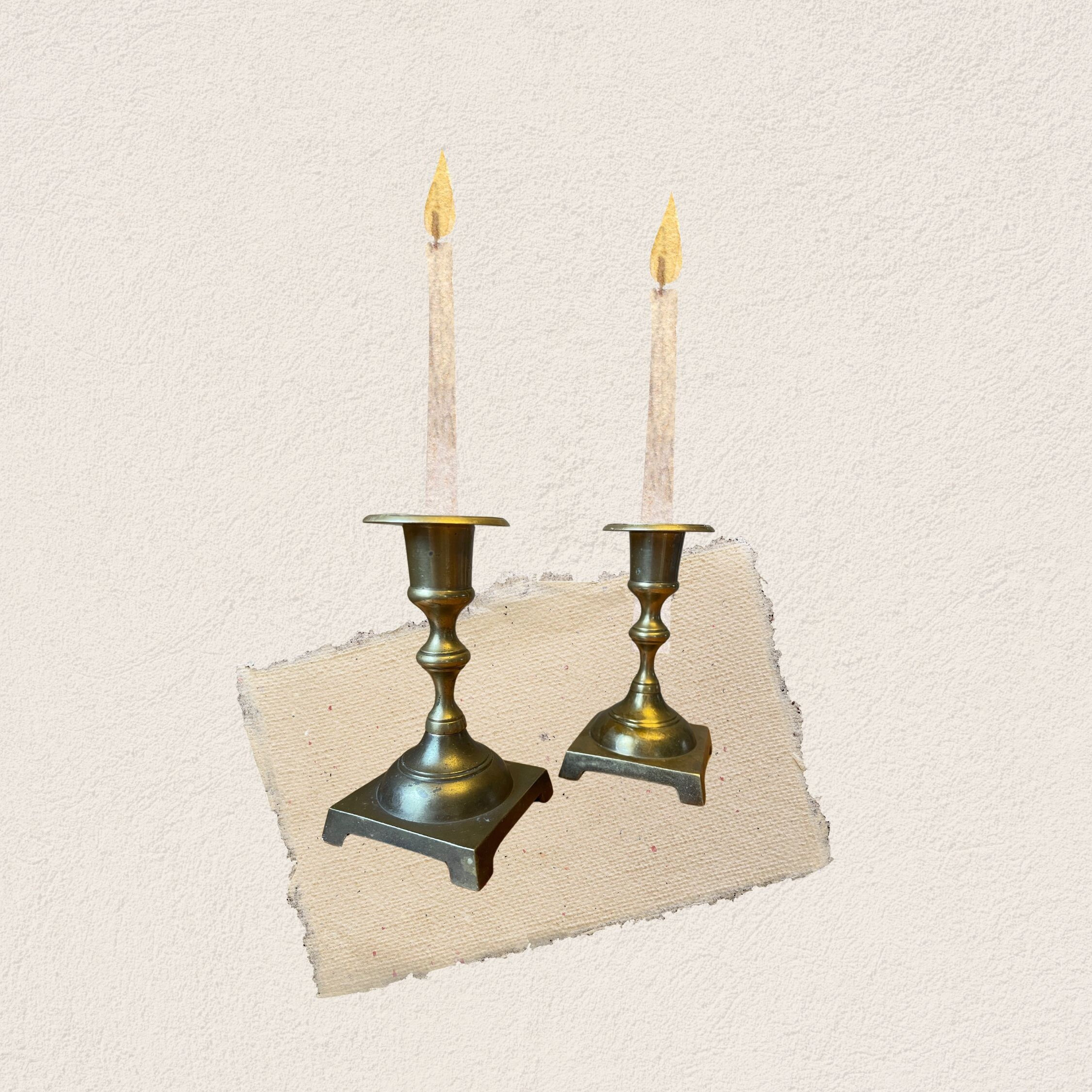 Antique Pair Solid Brass Candle Holders - Etsy