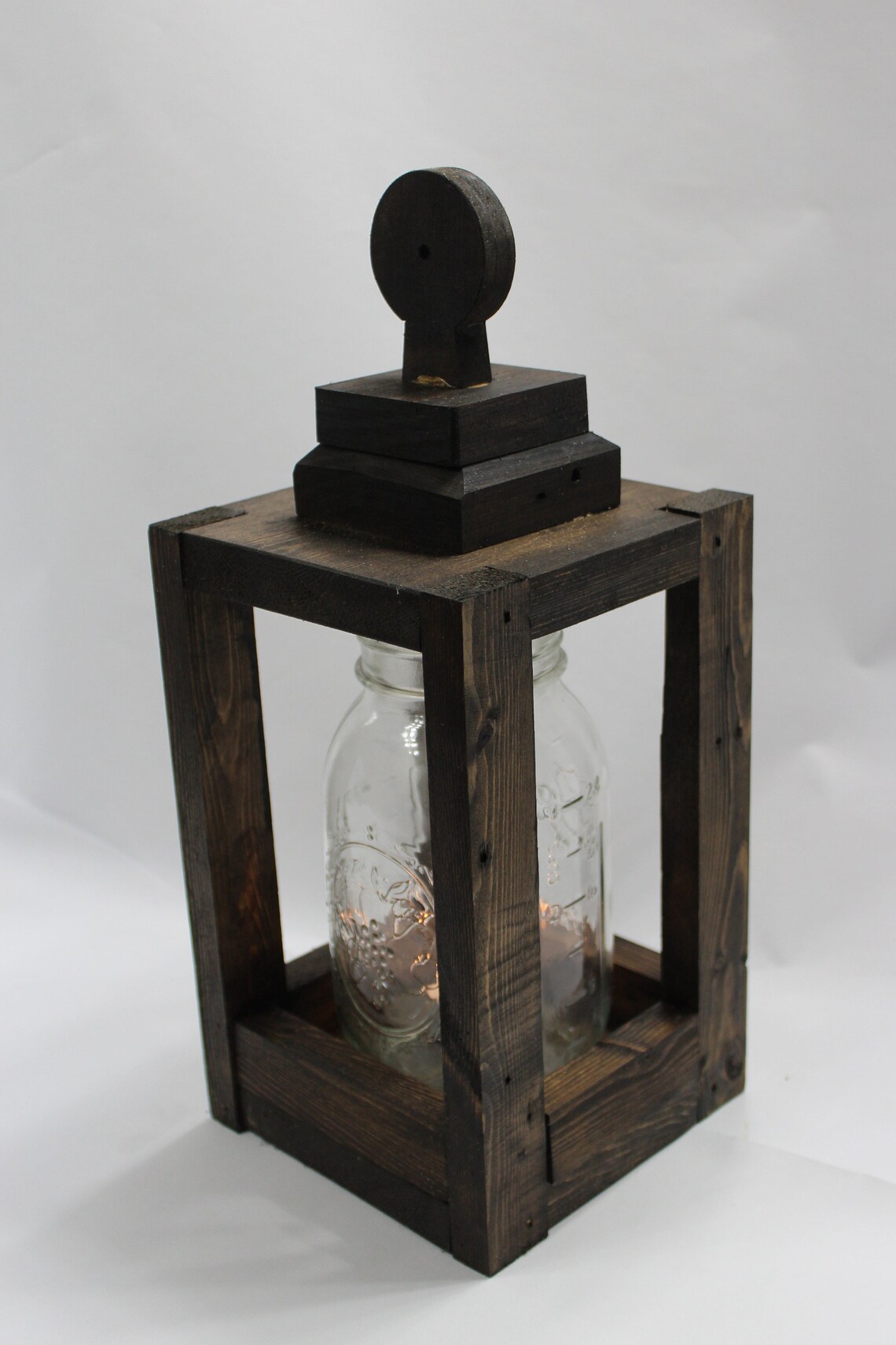 Hand Crafted Table Top Lantern With Mason Jar Chimney With - Etsy