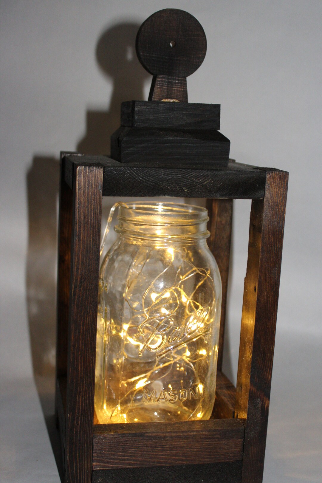 Hand Crafted Table Top Lantern With Mason Jar Chimney With Multi ...