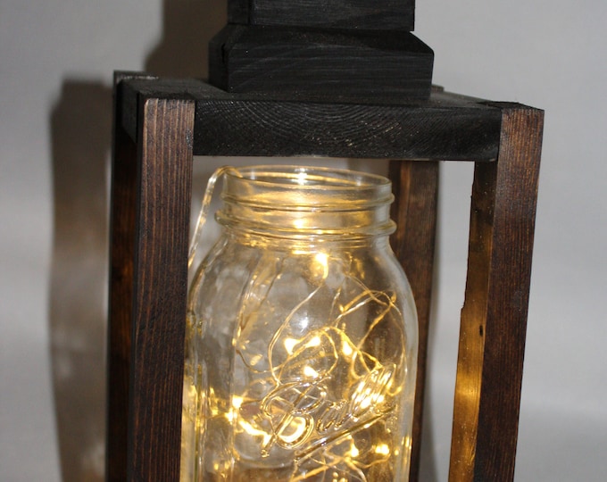 Hand Crafted Table Top Lantern With Mason Jar Chimney With Multi ...