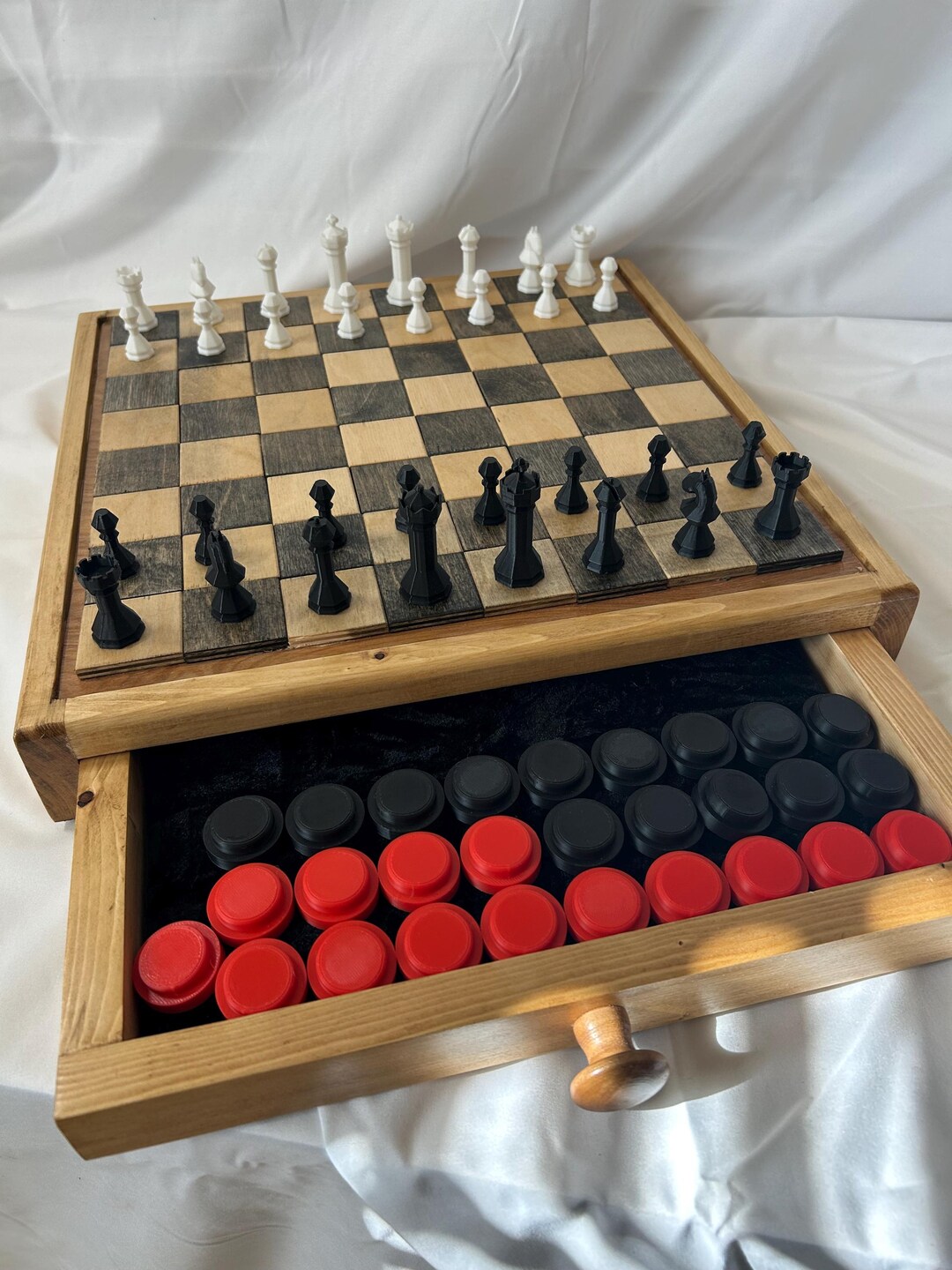 Chess/checker Board, Storage Drawer - Etsy