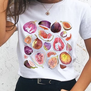 Figs T Shirt Vintage Graphic Fruit Shirt Boho Abstract Botanical Tee ...
