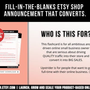 How to Write an Etsy Shop Announcement That Convert, Fill-in-the-blanks ...