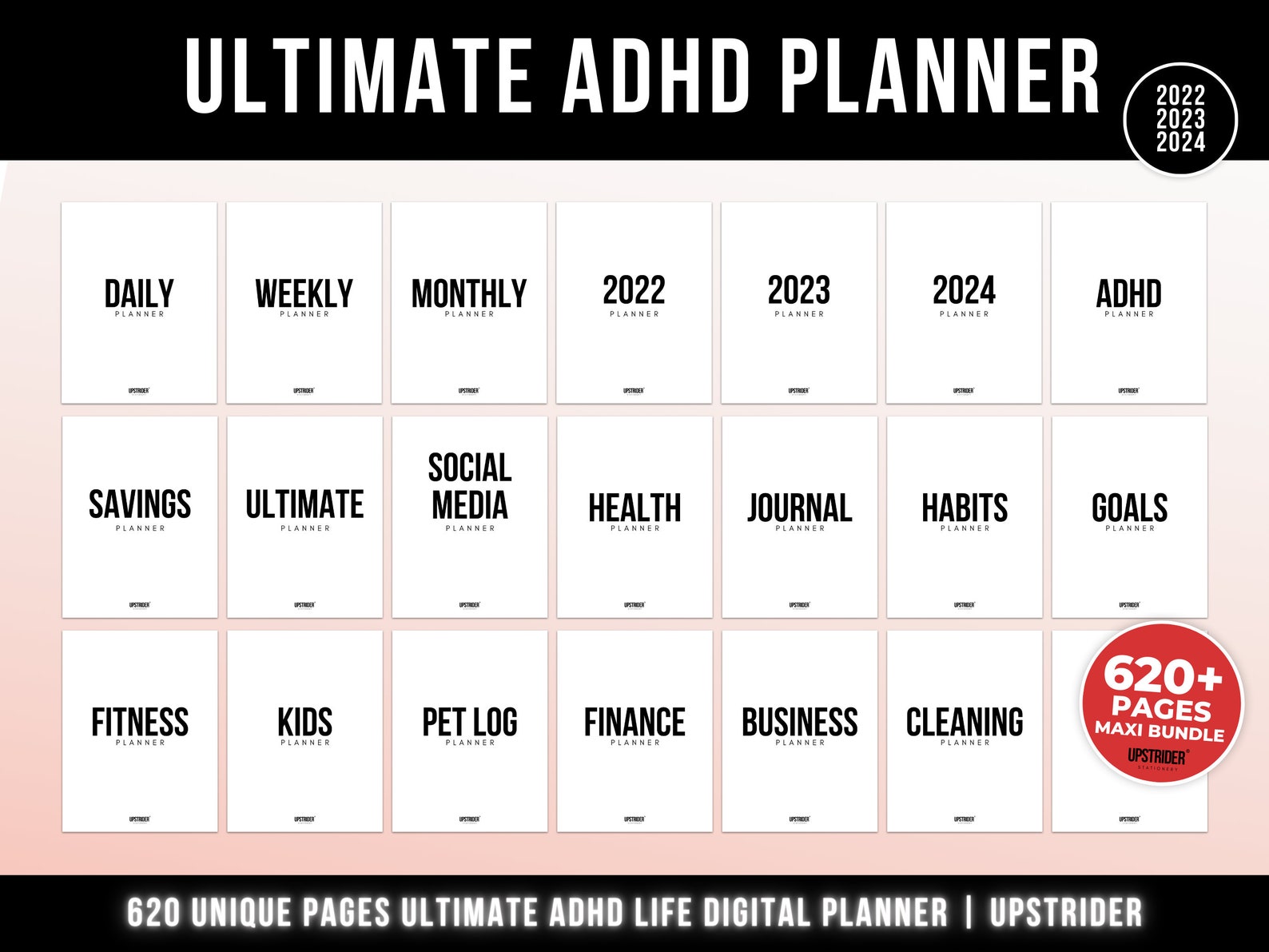 ADHD Digital Planner Adult, ADHD Printable Daily Planner, Ultimate ADHD ...