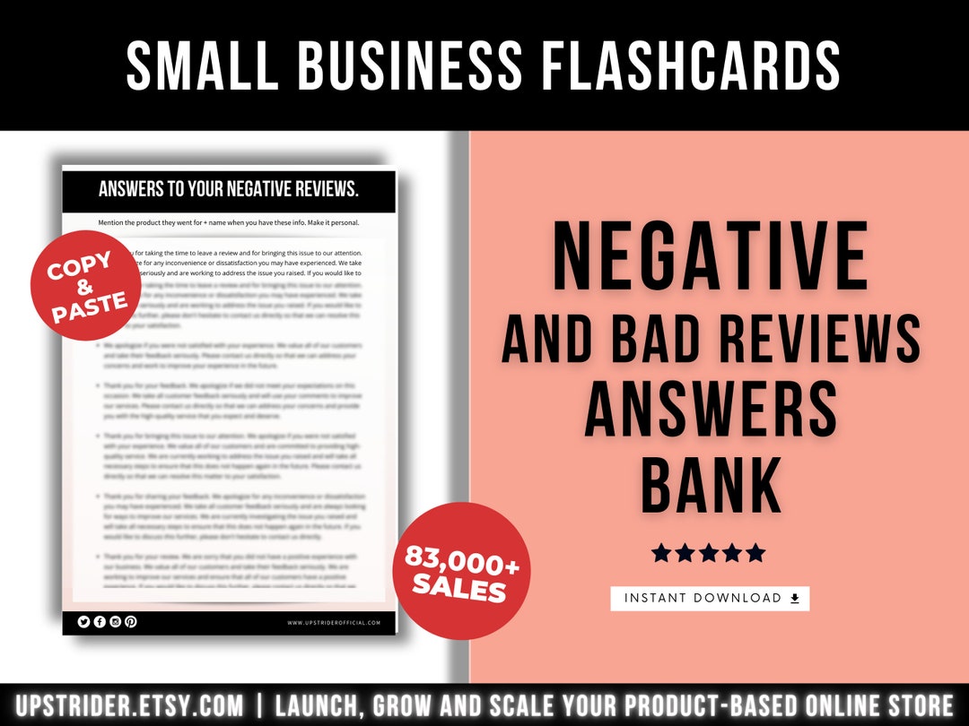 The Ultimate Negative Reviews Responses Examples Template - Etsy