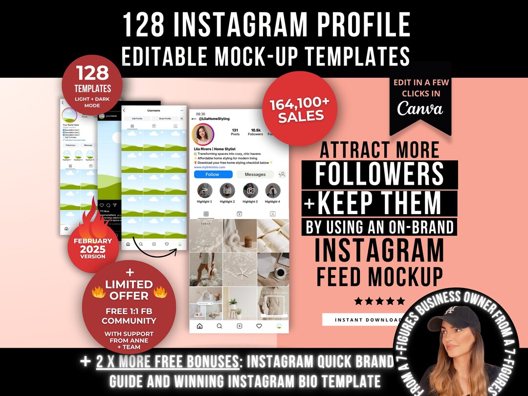 128 Instagram Profile Editable Feed Mockup Templates, Canva Instagram ...