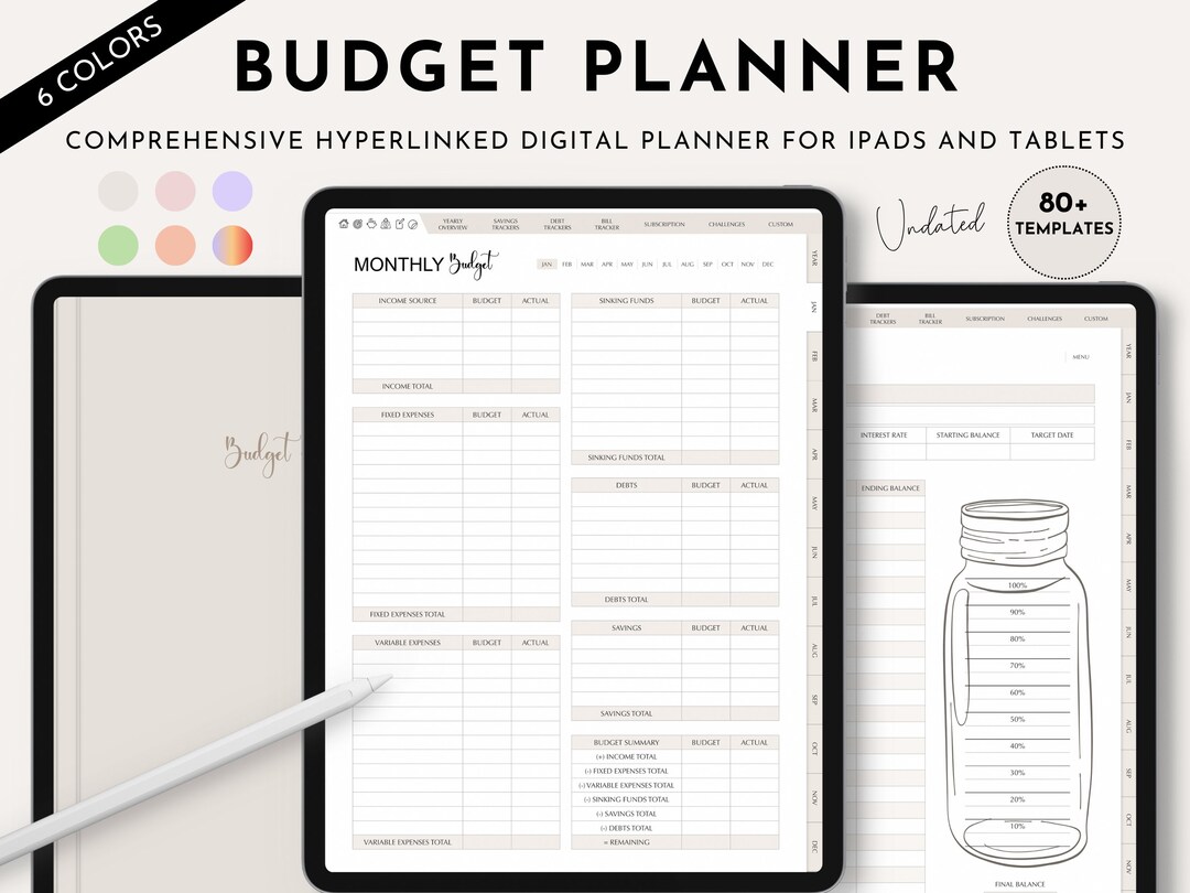 Digital Budget Planner, Digital Finance Planner, Paycheck Budget, Bi ...