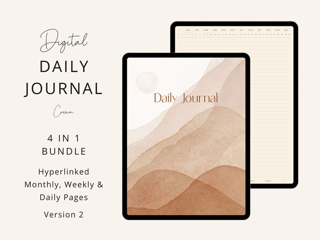 Digital Daily Journal, 365 Hyperlinked Daily Pages, Weekly Monthly ...