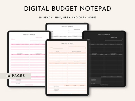 Digital Budget and Expense Tracking Notepad Monthly Financial - Etsy