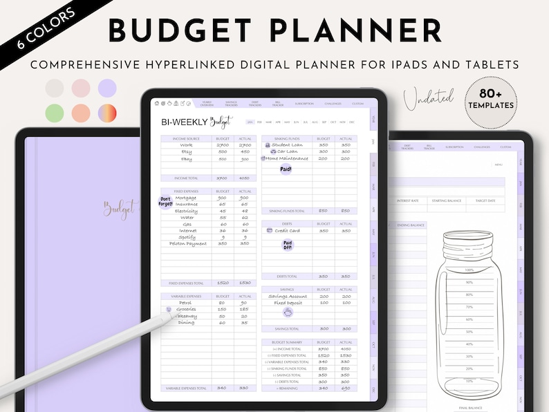 Digital Budget Planner, Digital Finance Planner, Paycheck Budget, Bi ...
