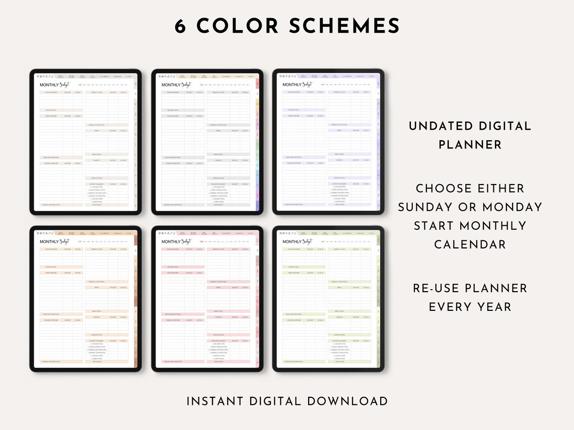 Digital Budget Planner, Digital Finance Planner, Paycheck Budget, Bi ...