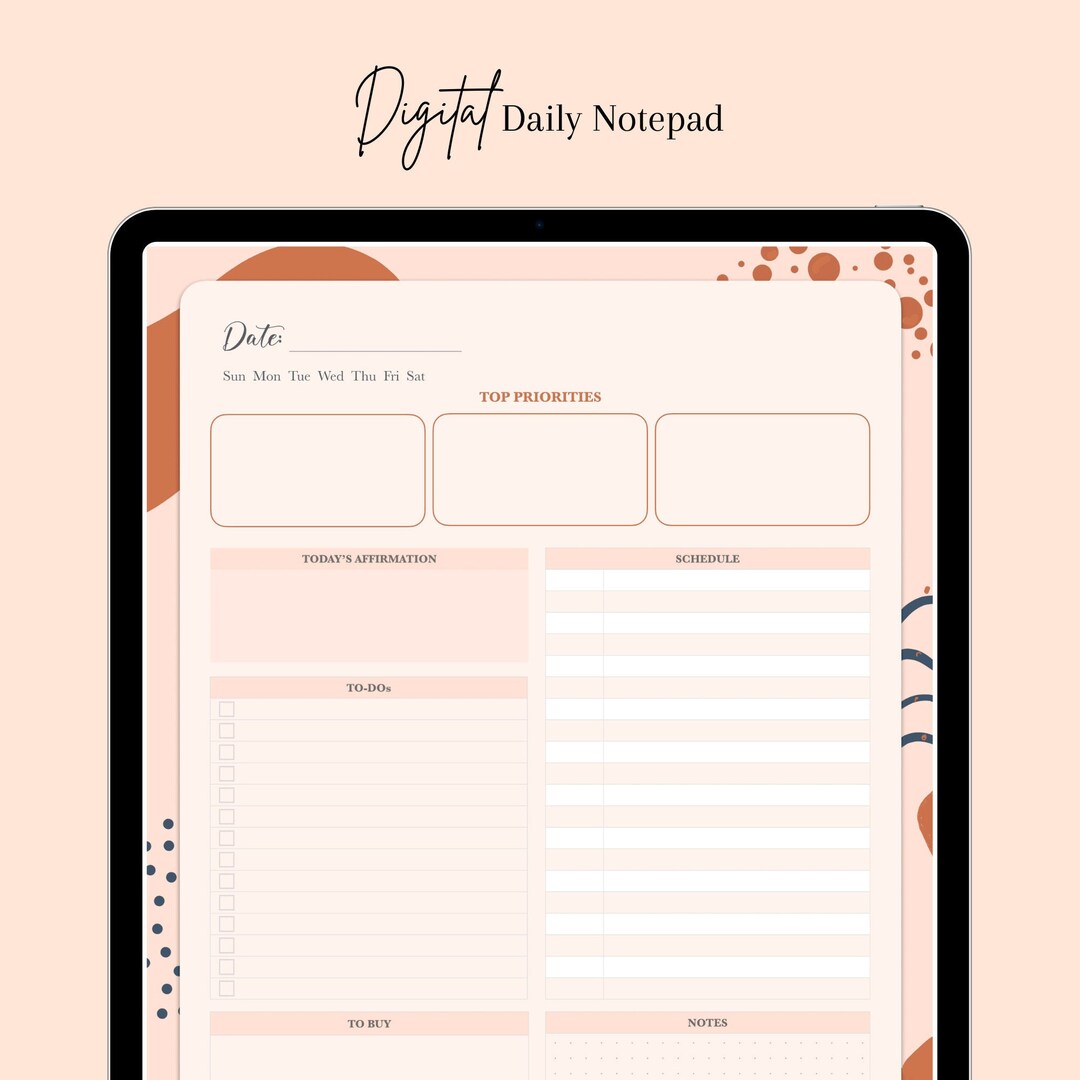 Daily Digital Notepad, Vertical, Portrait, Minimal, Goodnotes ...