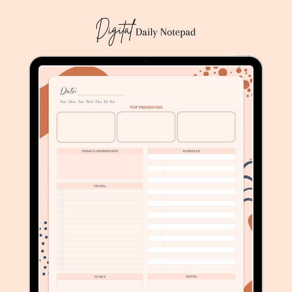 Daily Digital Notepad Vertical Portrait Minimal Goodnotes | Etsy
