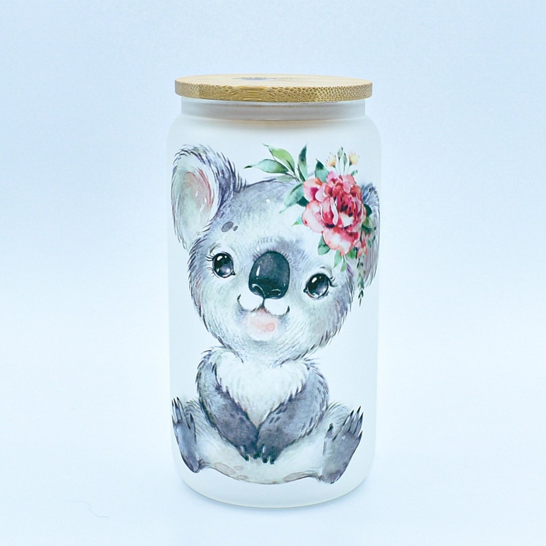 Personalized Koala Glass Can Cup: Frosted Iced Coffee Tumbler - Etsy
