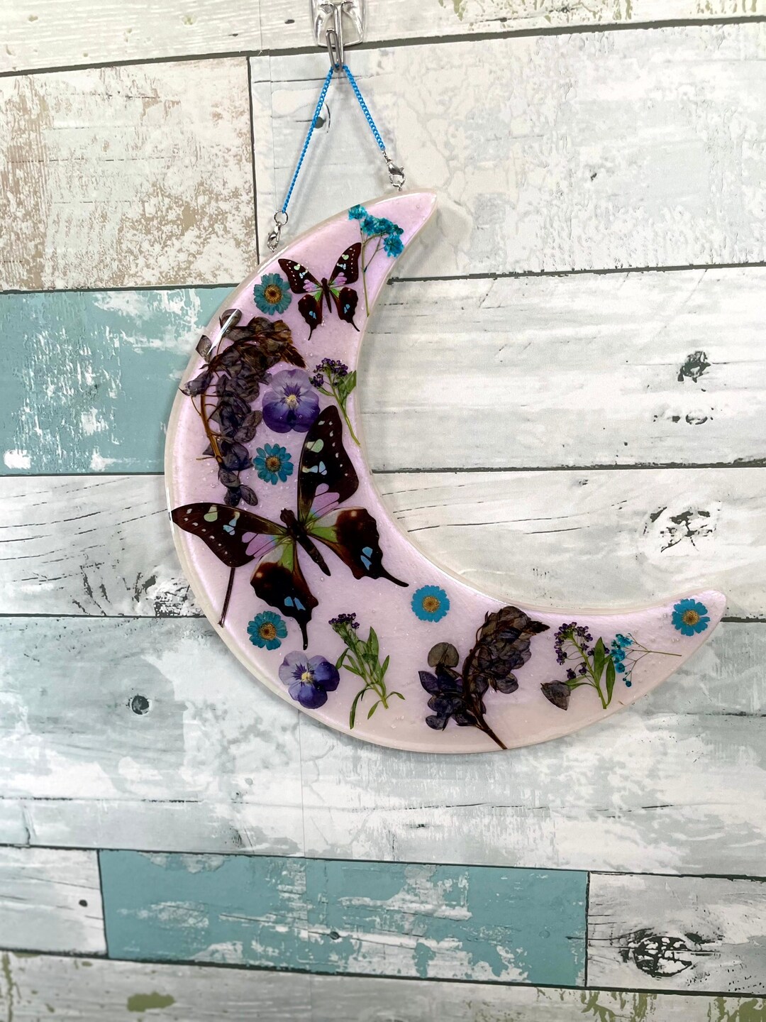 Crescent Moon Wall Art, Moon Gift, Moon Artwork, Resin Wall Hanging ...