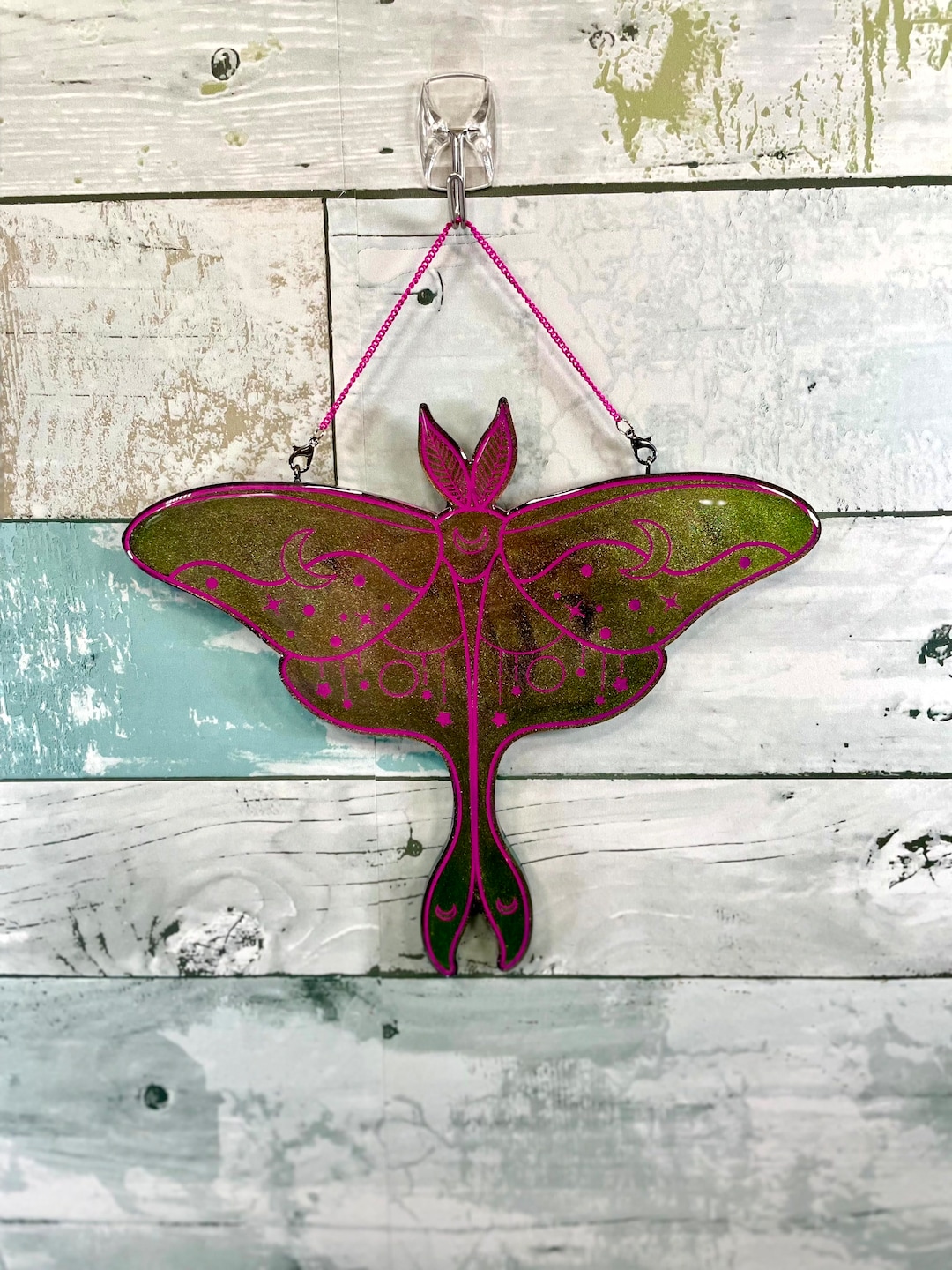 Luna Moth Wall Art, Moth Gift, Luna Moth Artwork, Resin Wall Hanging ...