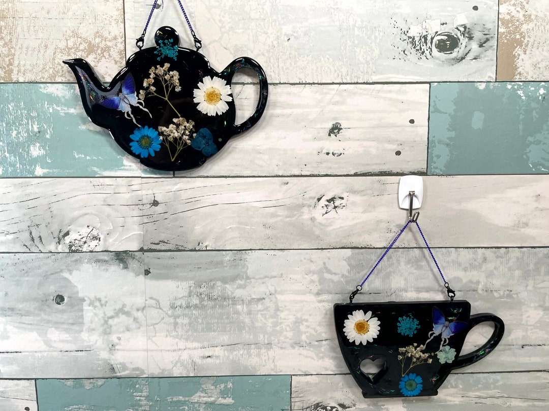 Set Tea Pot & Cup Hanging Wall Decor, Tea Gift, Tea Drinker, Kitchen ...