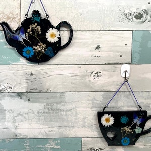 Set Tea Pot & Cup Hanging Wall Decor, Tea Gift, Tea Drinker, Kitchen ...