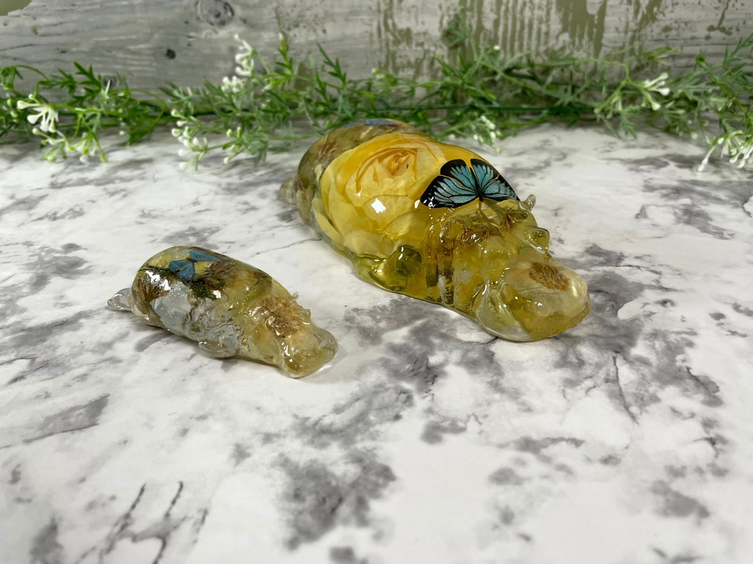 Resin Hippo Figurine, Floral, Botanical, Garden, Fairy Garden, Cottage ...